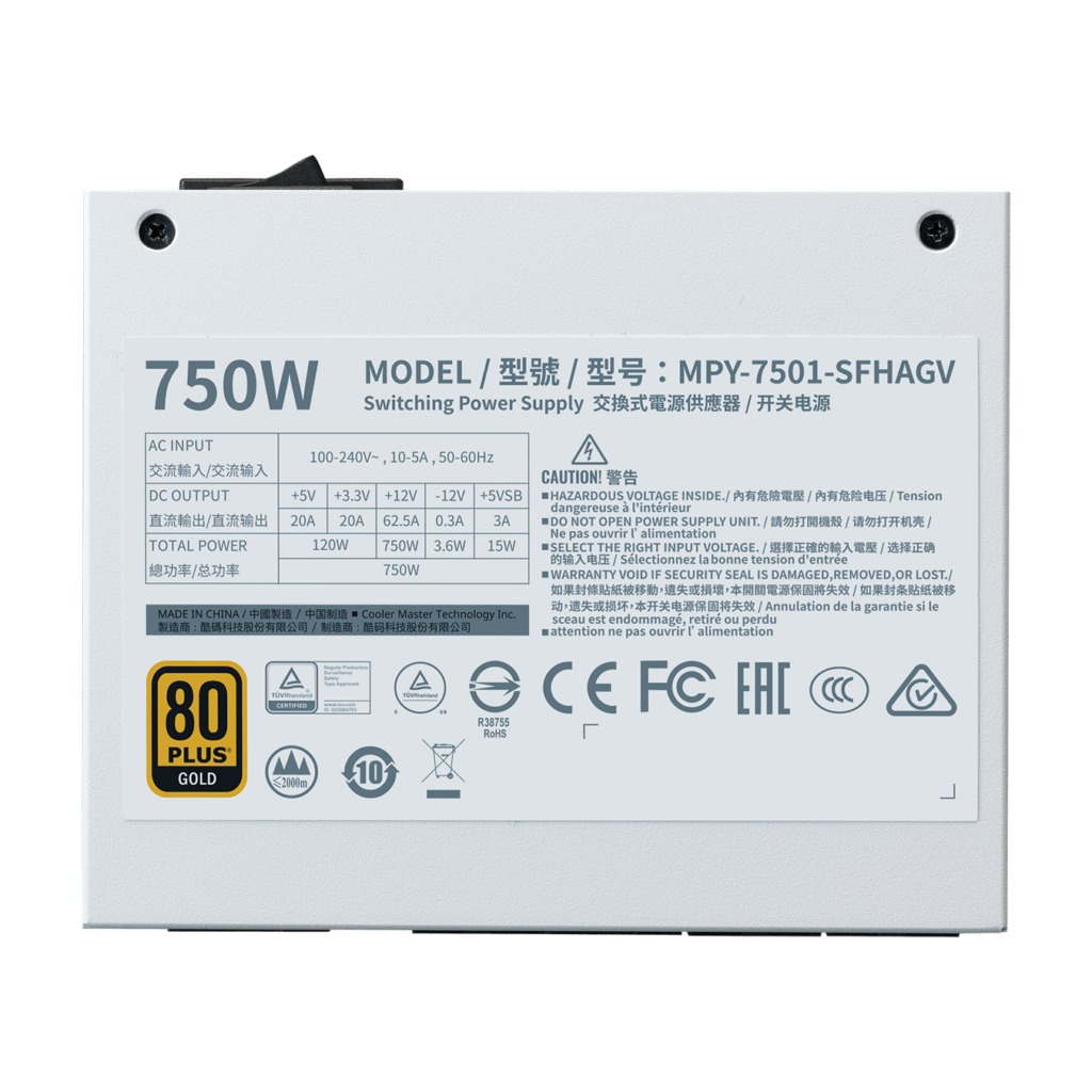 Cooler Master V750 SFX GOLD 750W Full Modular White Power Supply Unit ...